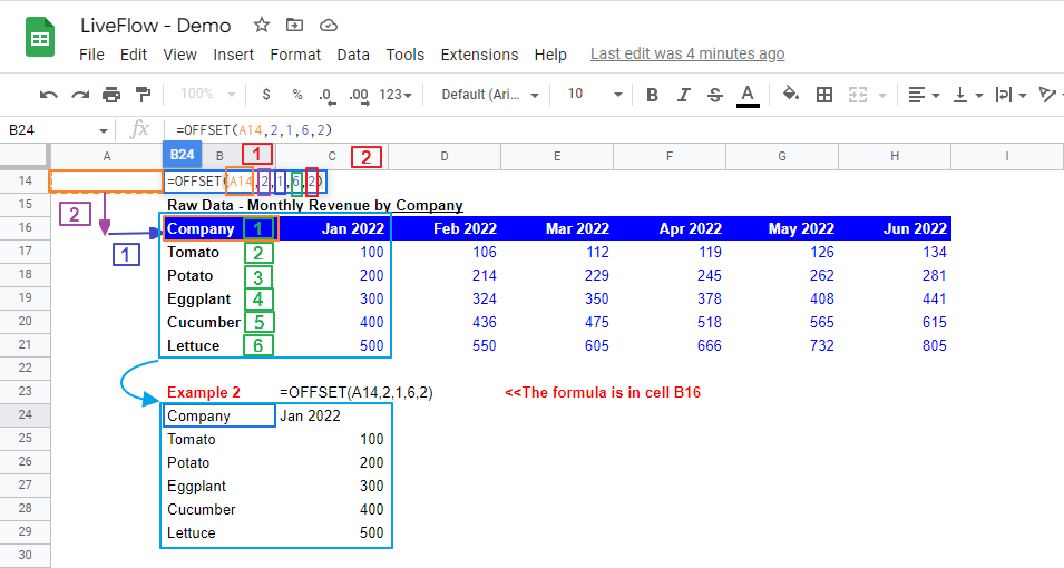 OFFSET Function In Google Sheets Explained LiveFlow